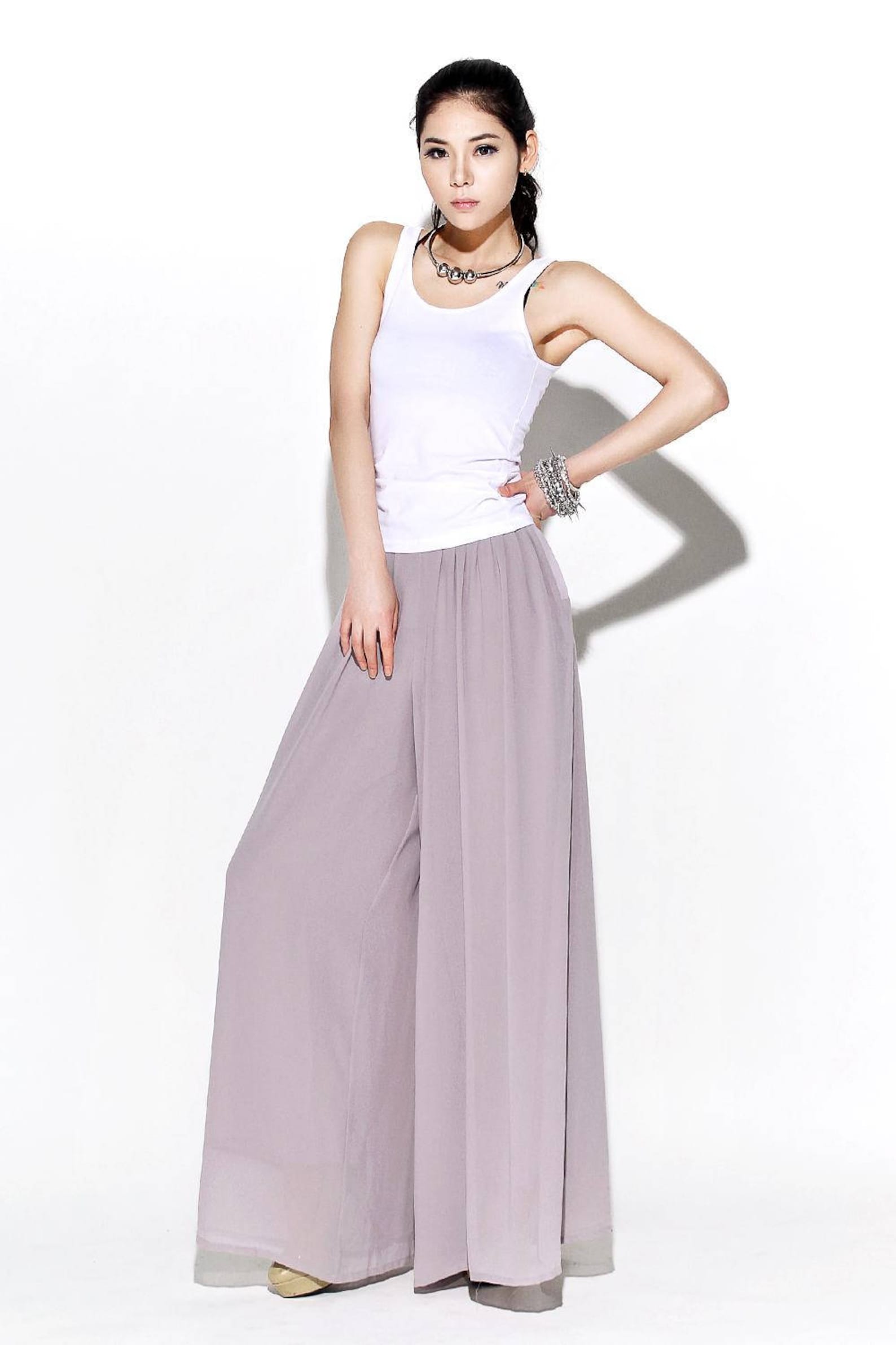 Skirt Pants High Waisted Pants Wide-leg Maxi Pants Women - Etsy UK