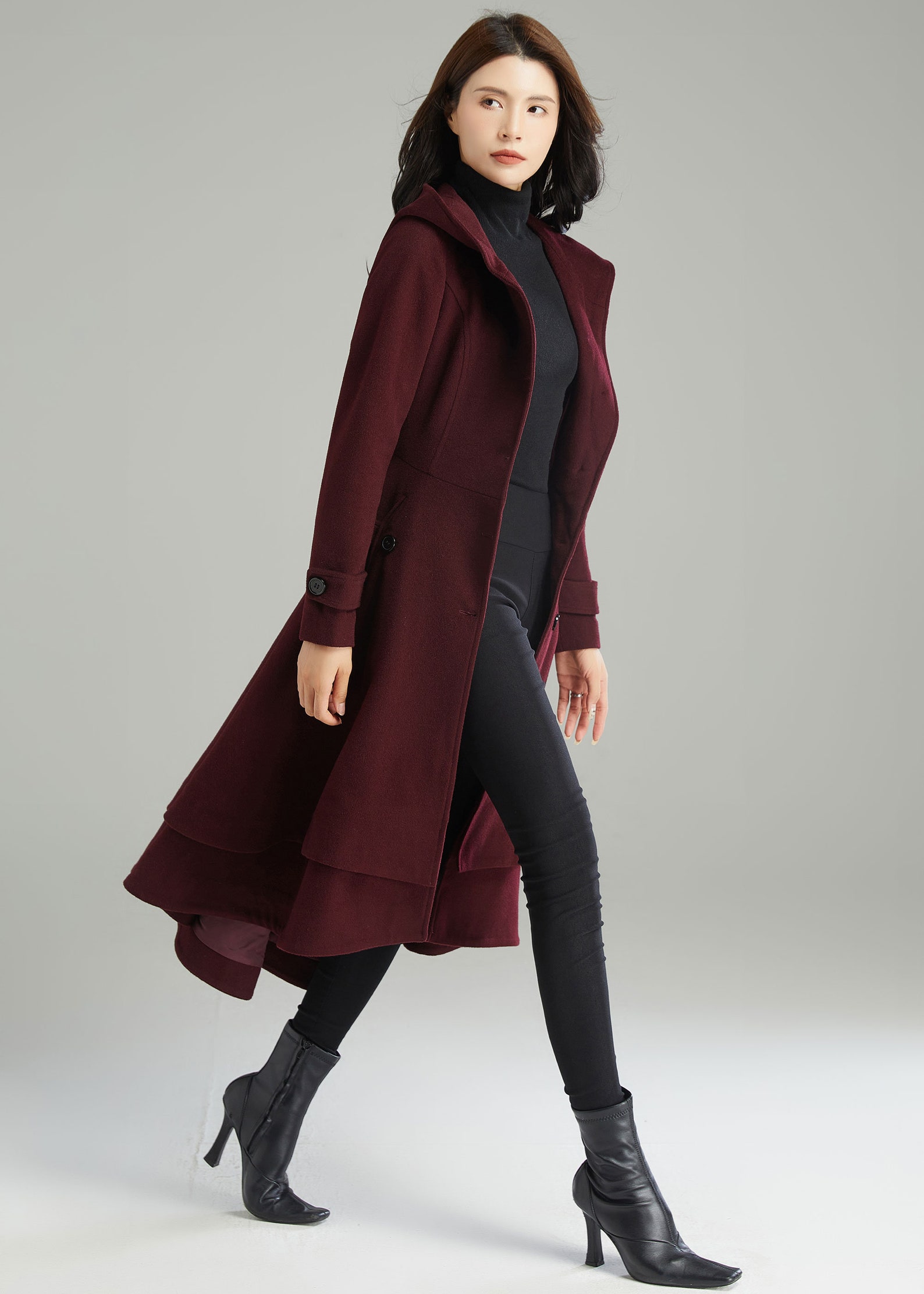 Wool Coat Wool Coat Women Hooded Wool Coat Asymmetrical - Etsy