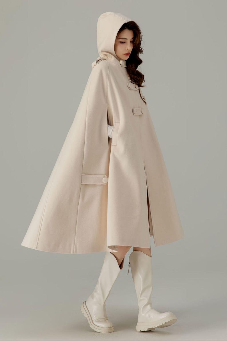 Wool Cape Coat, Hooded Wool Cape Coat, Winter Cape Coat, Womens Coat ...