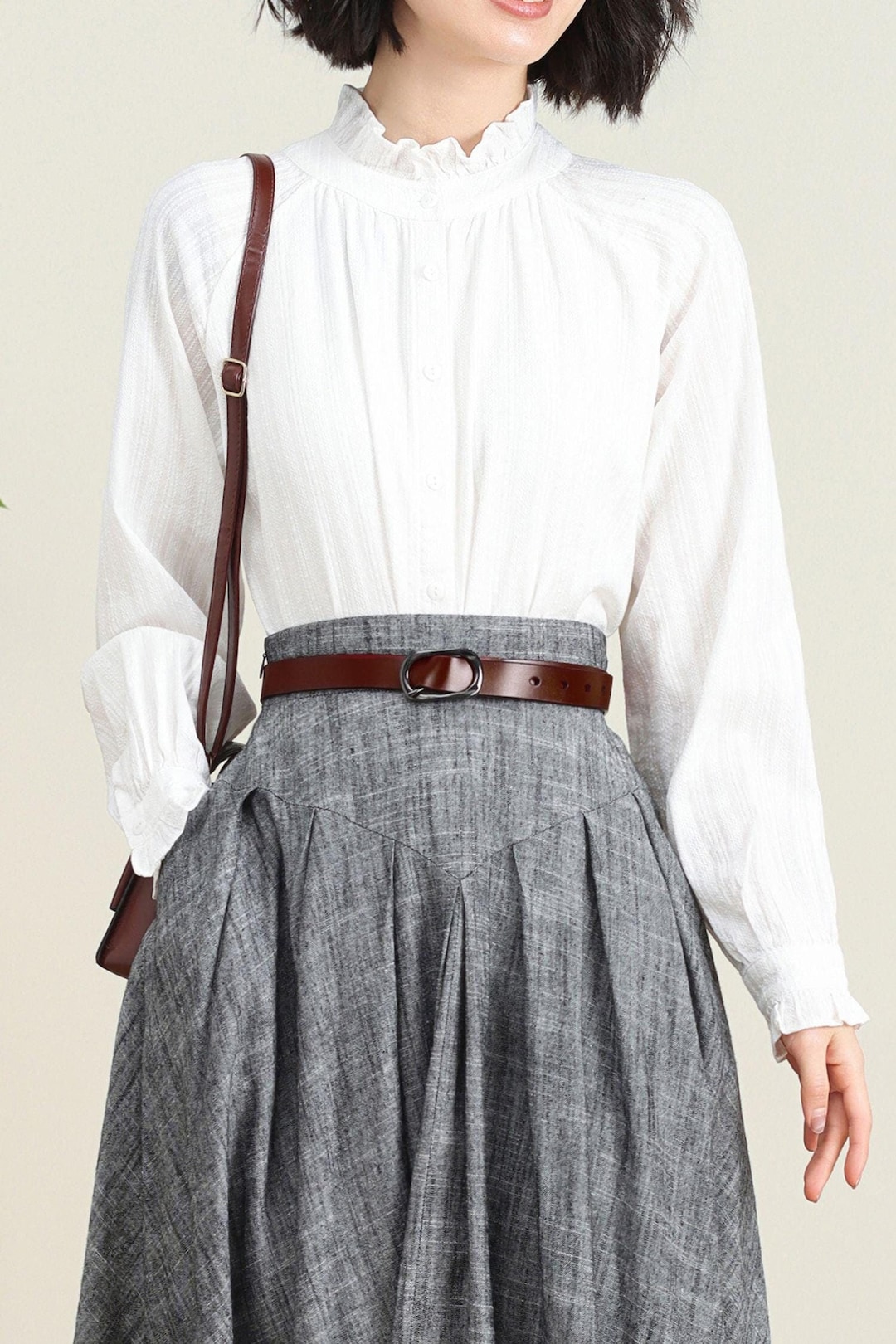 White Linen Blouse, Womens Linen Blouse, Button up Tops, Long Sleeve ...