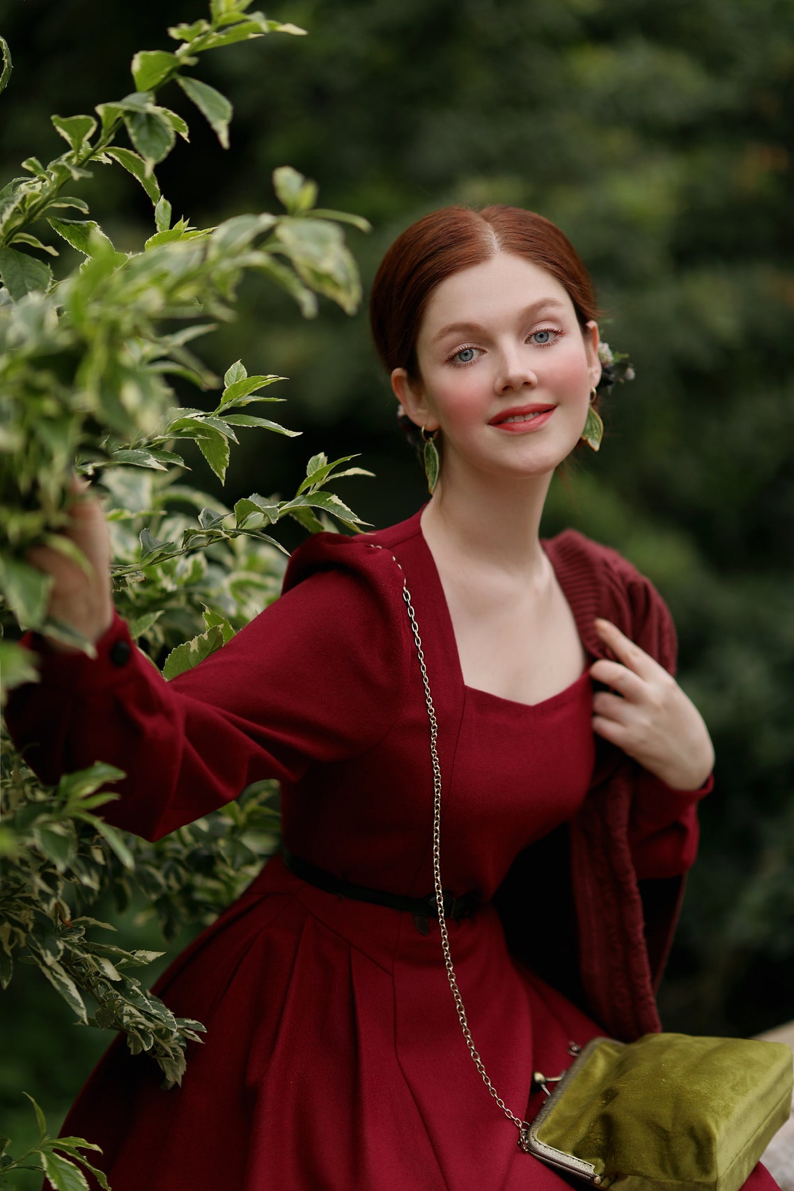 Elegant Red Swing Dress Midi Dress Long Sleeve Dress Spring - Etsy