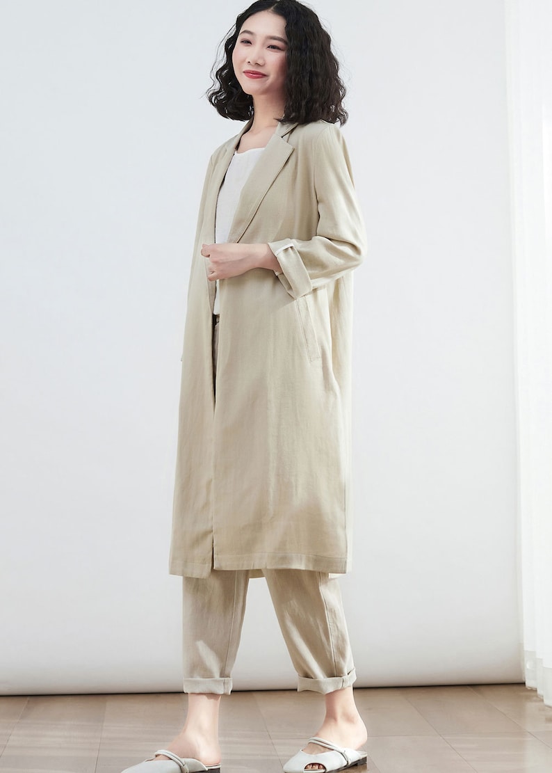 Linen Coat, Long Linen Coat, Linen Long Cardigan Jacket, Women Long ...