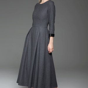 Wool Dress Womens Long Wool Dress Classic Long Fitted - Etsy