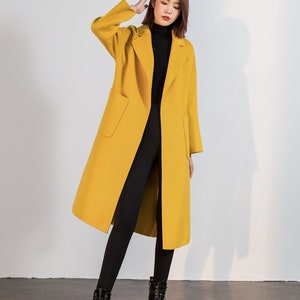 Yellow Wool Coat Wrap Wool Coat Oversized Wool Coat Wool - Etsy
