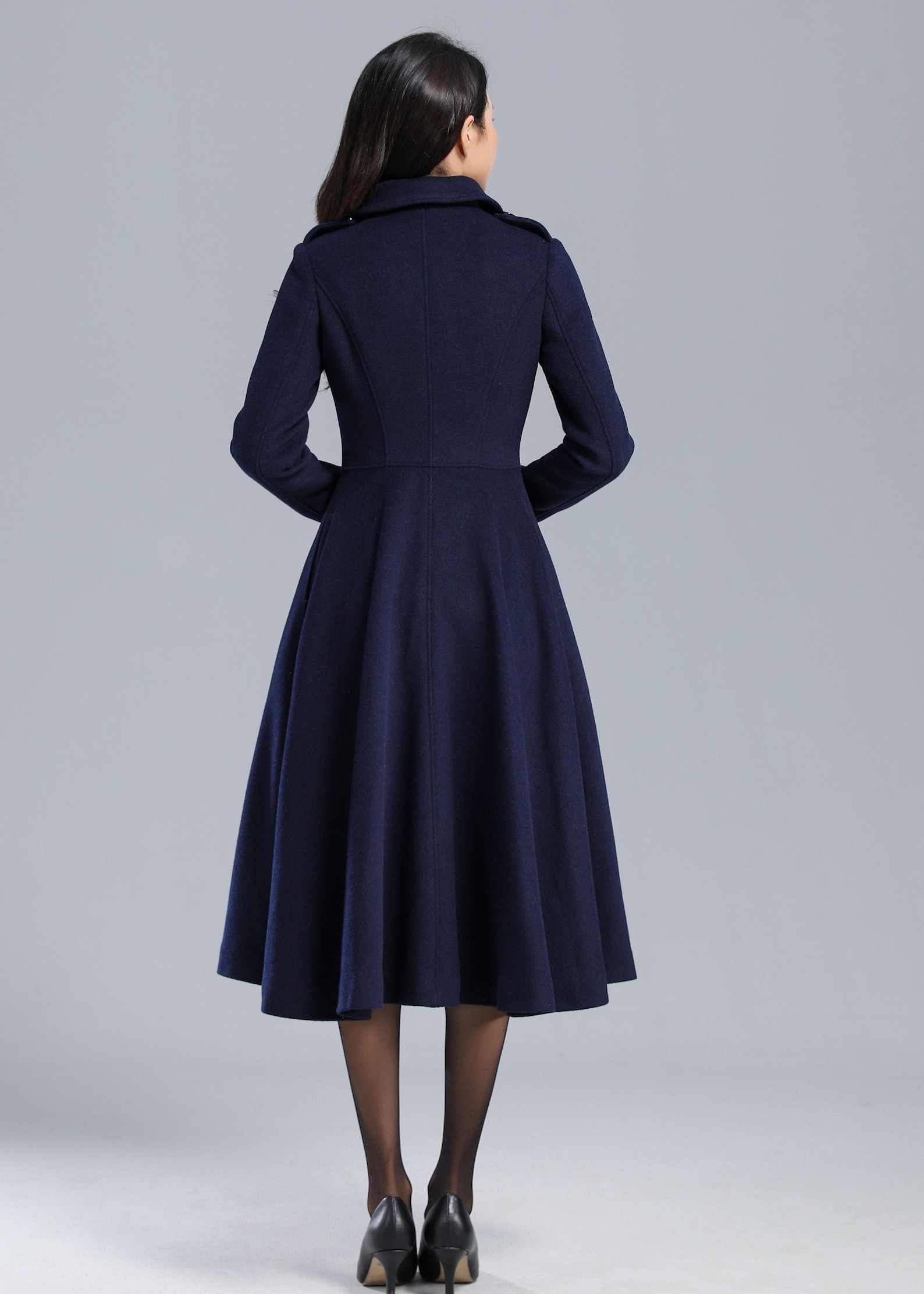 Blue Princess Wool Coat, Winter Coat Women, Trench Coat Women, Swing ...