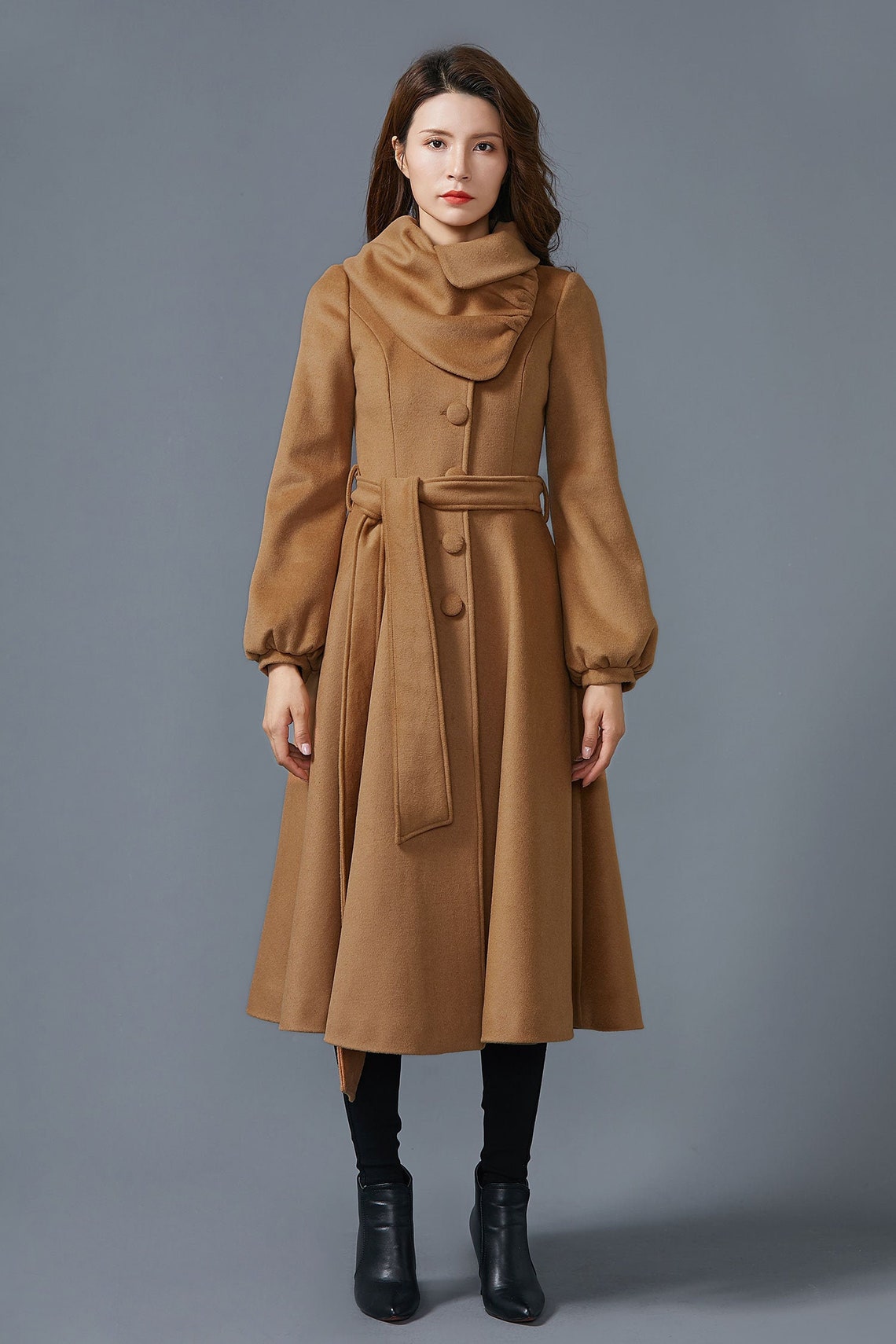 Camel Wool Coat Long Wool Coat Winter Coat Women - Etsy