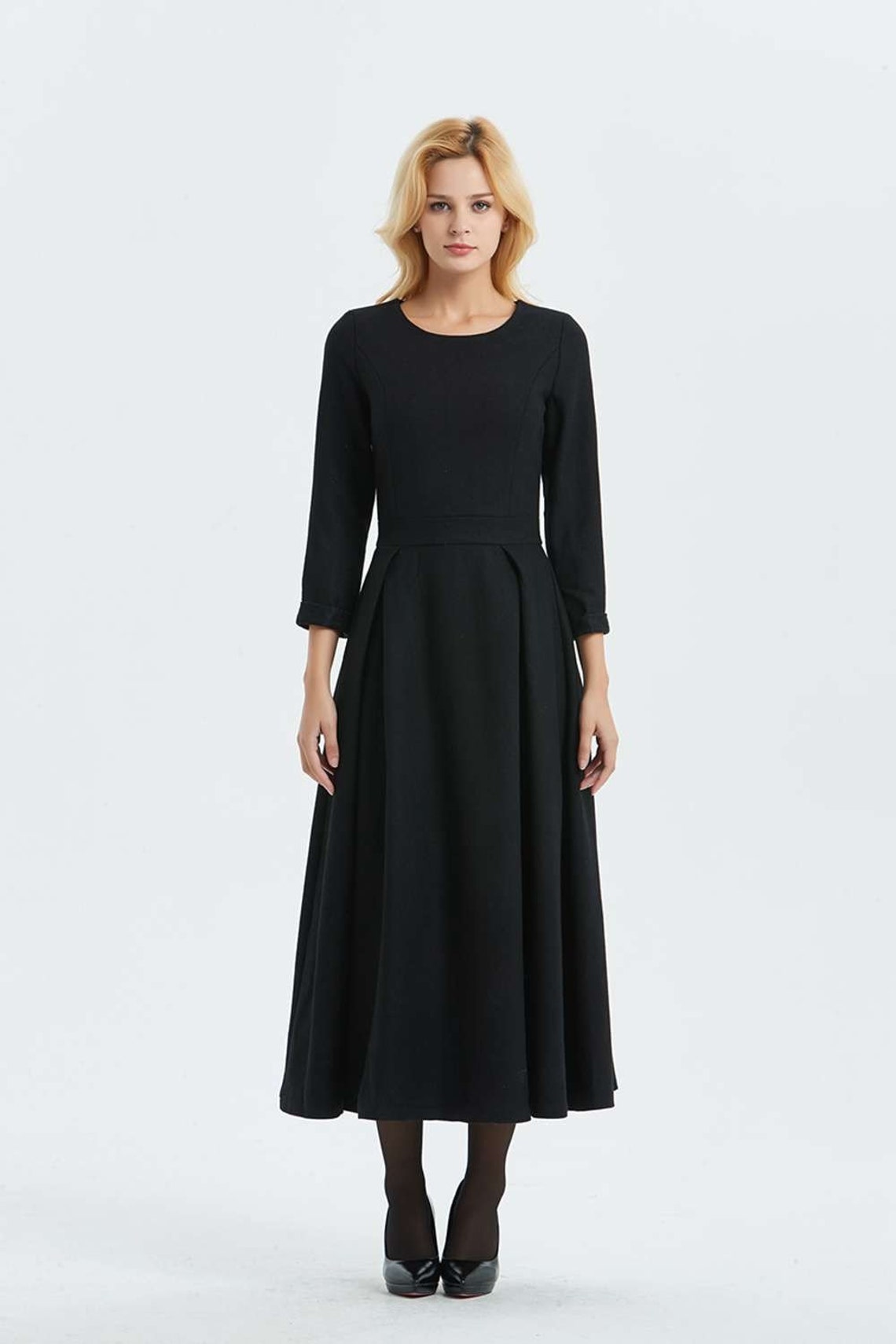 Wool Dress Womens Long Wool Dress Classic Long Fitted - Etsy