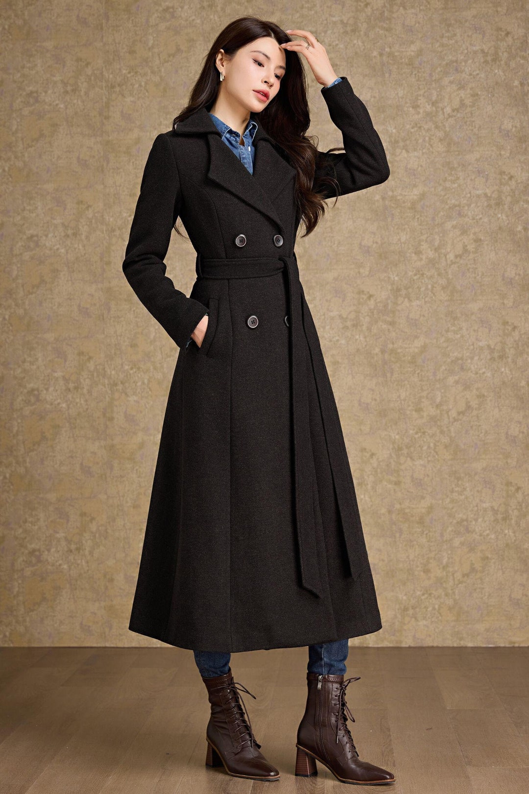 Wool Trench Coat, Winter Warm Wool Coat, Long Wool Coat Women, Belted ...