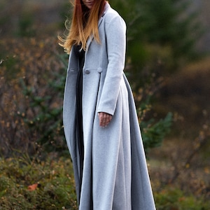 Long Wool Princess Coat, Swing Wool Coat, Fit and Flare Coat, Winter ...