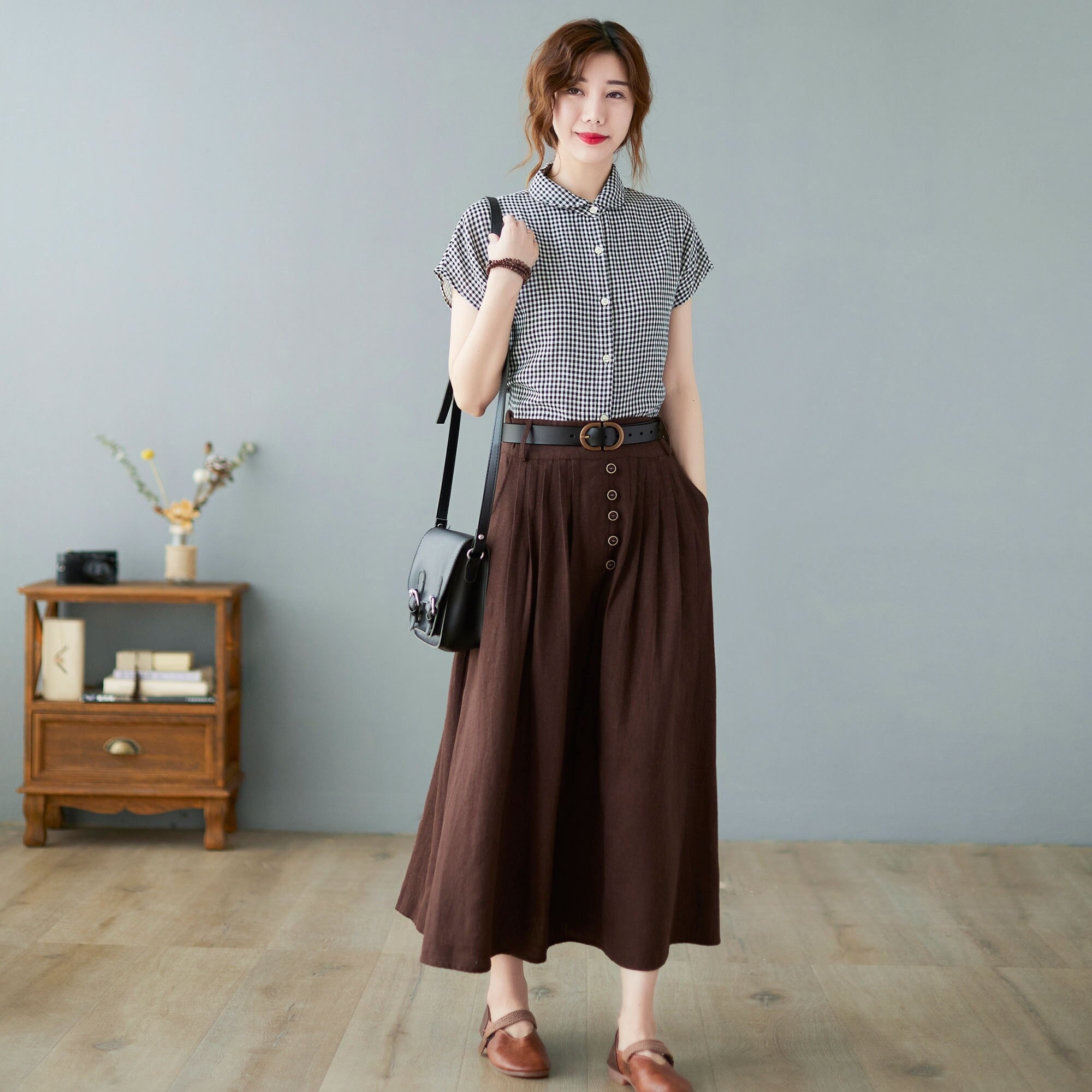 Women Pleated Maxi Linen Skirt, Retro Swing Long Linen Skirt Women Pleated Maxi Linen Skirt, Retro Swing Long Linen Skirt
