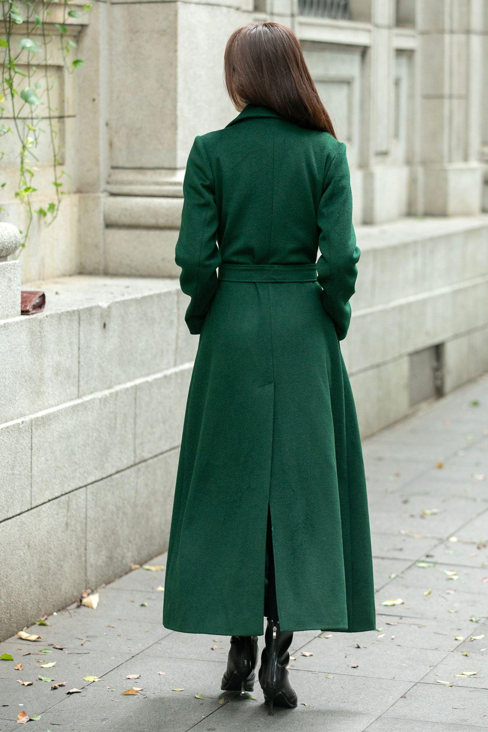 Wool Coat, Maxi Wool Coat, Green Wool Coat, Womens Coat, Long Wool Coat ...