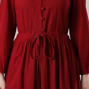 Red Linen Dress, Midi Linen Dress, Spring Dress, Linen Dress Women ...
