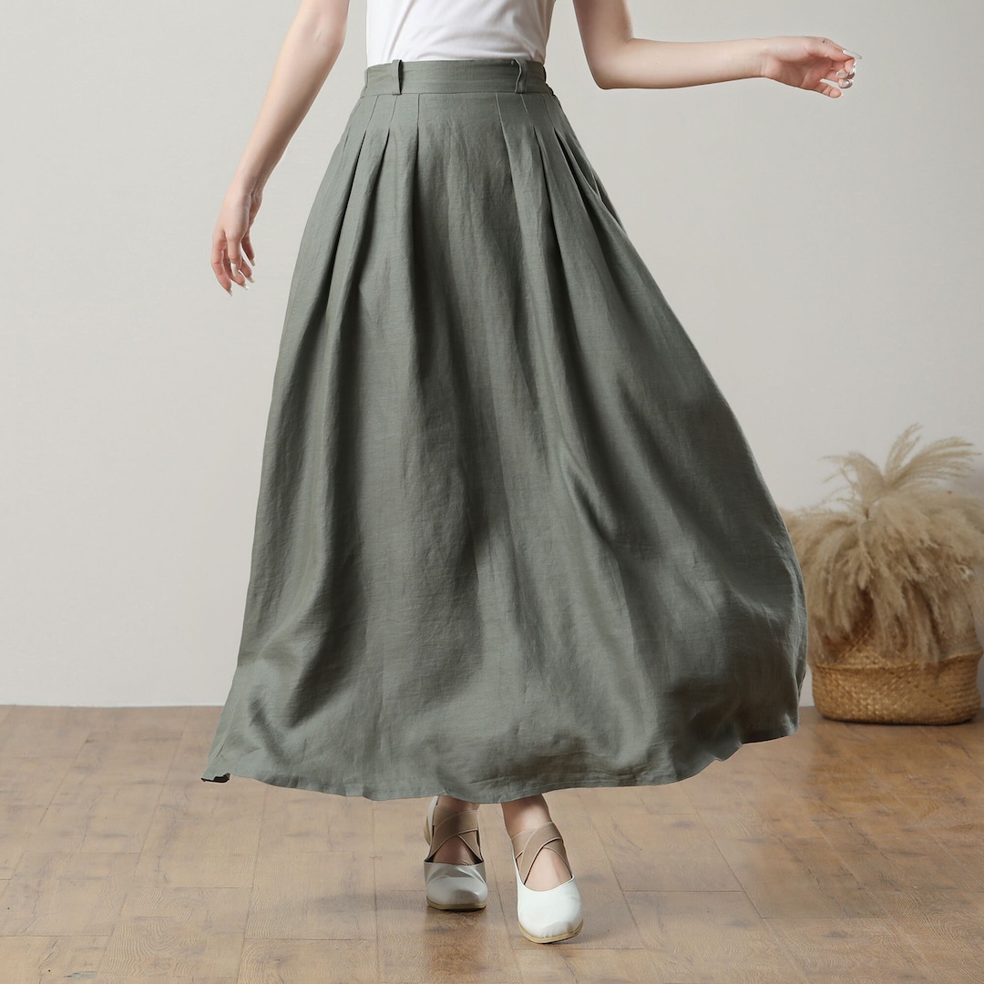 Linen Skirt, Linen Maxi Skirt, A Line Skirt, Casual Linen Skirt, Swing ...