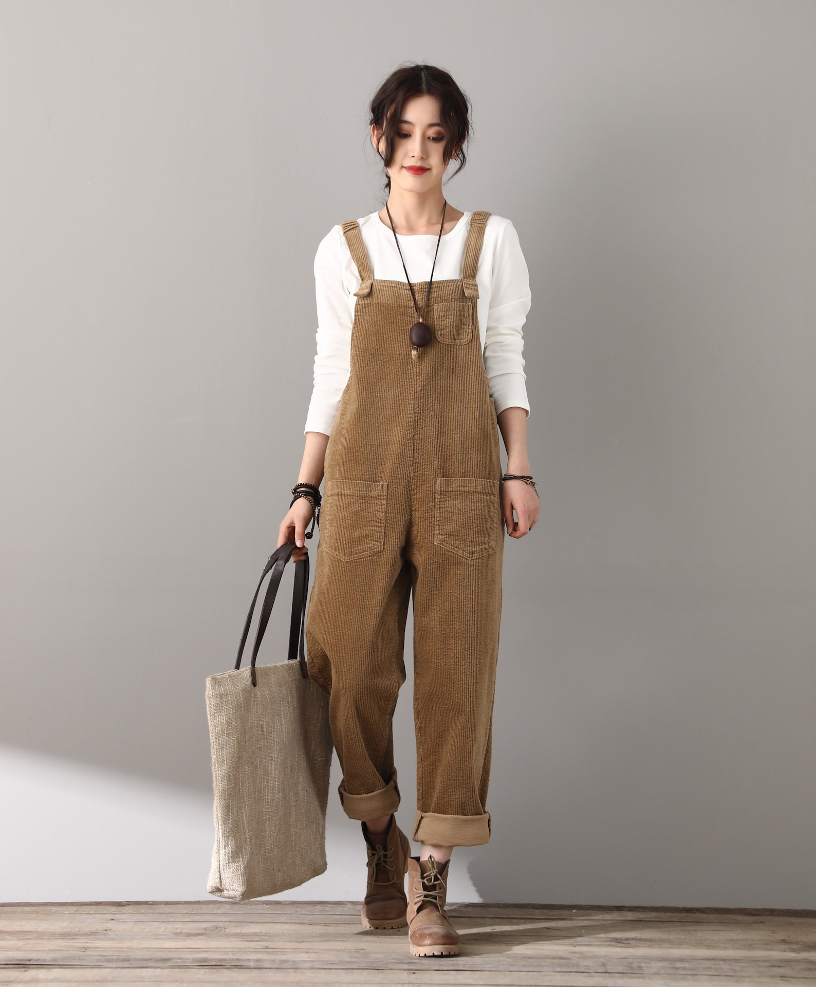 Women's Corduroy Overalls, Brown Corduroy Overalls, Casual Handmade ...