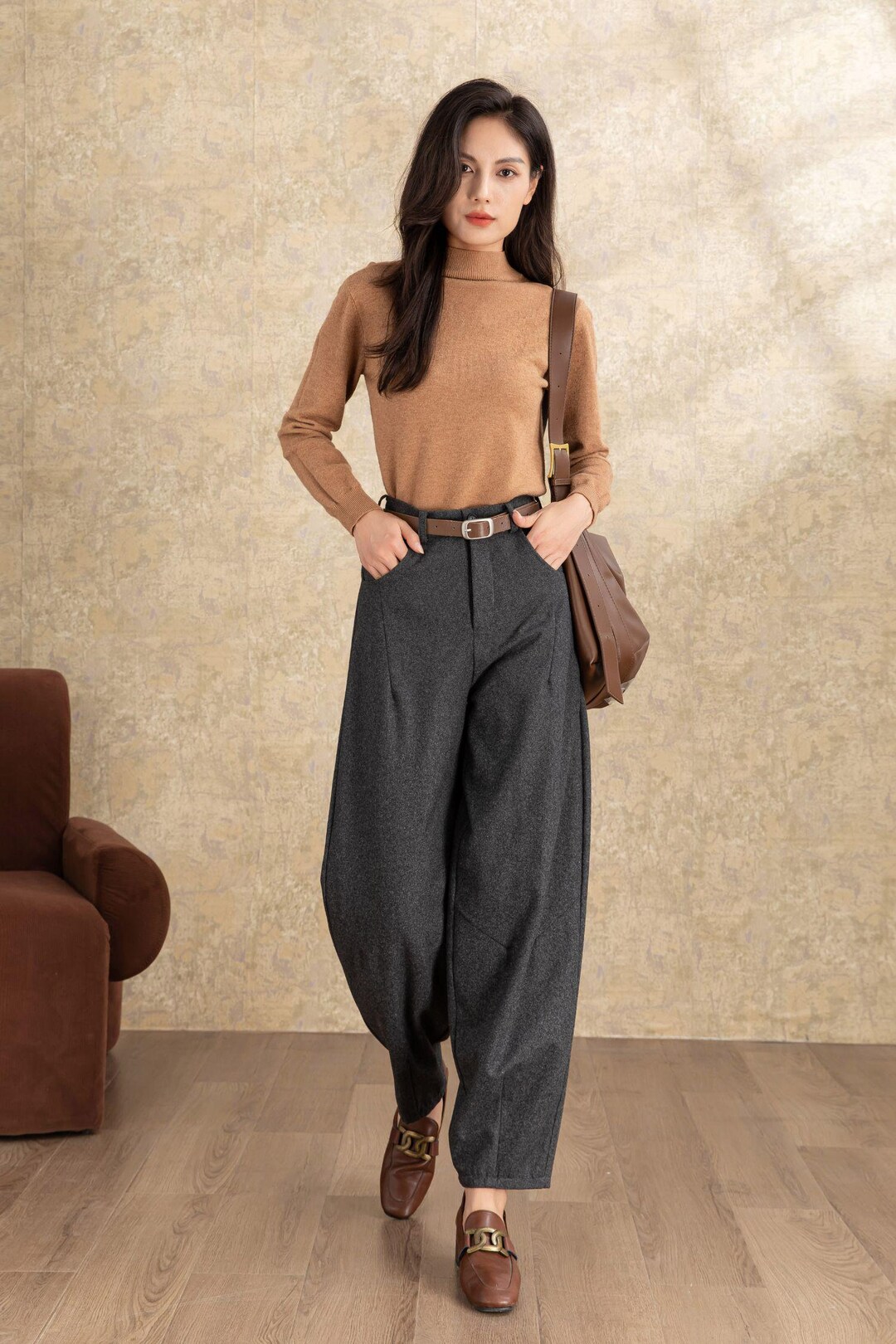 Wool Pants, Womens Harem Wool Pants, Wool Baggy Pants Women, Grey Wool ...