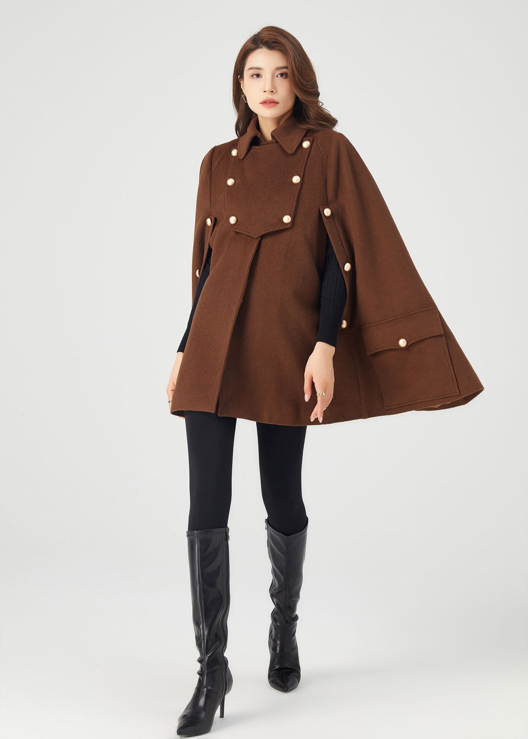 Wool Cape Coat, Winter Wool Cape, Plus Size Cape Coat, Womens Cape Coat ...