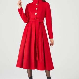 Red Wool Coat, Long Wool Coat, Winter Wool Coat, Princess Coat, Swing ...