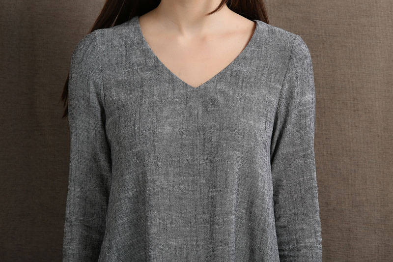 Linen Dress A Line Linen Maxi Dress Simple Casual - Etsy Canada