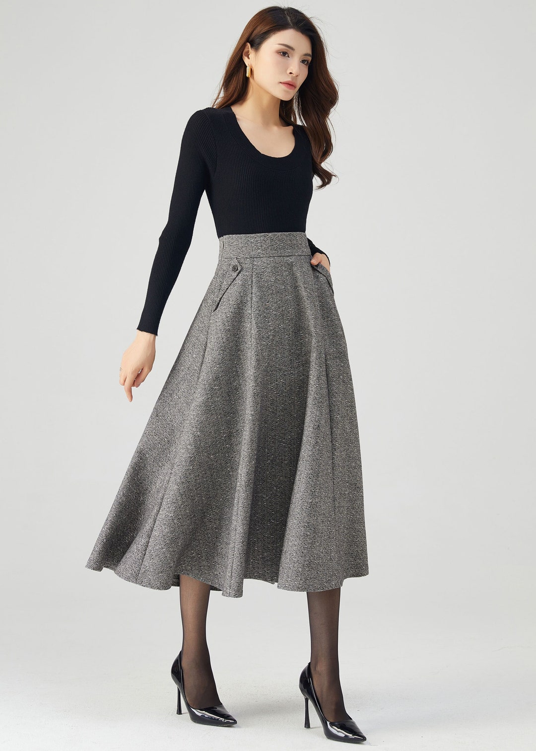 Wool Skirt, Midi Skirt Women, Winter Wool Skirt, A Line Skirt, 1950s ...
