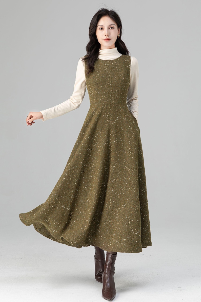 Wool Dress, Maxi Wool Dress, Winter Wool Dress, Sleeveless Wool Dress ...