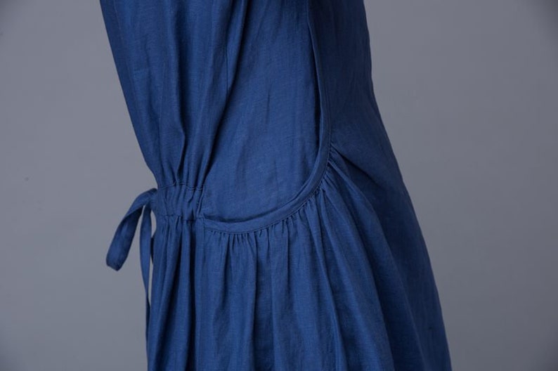 Royal Blue Dress Long Linen Dress Elegant Dress Drawstring - Etsy