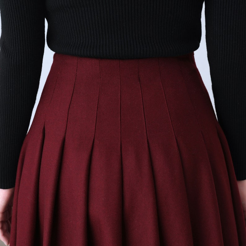 Wool Skirt Pleated Wool Skirt for Women Red Midi Wool Skirt - Etsy