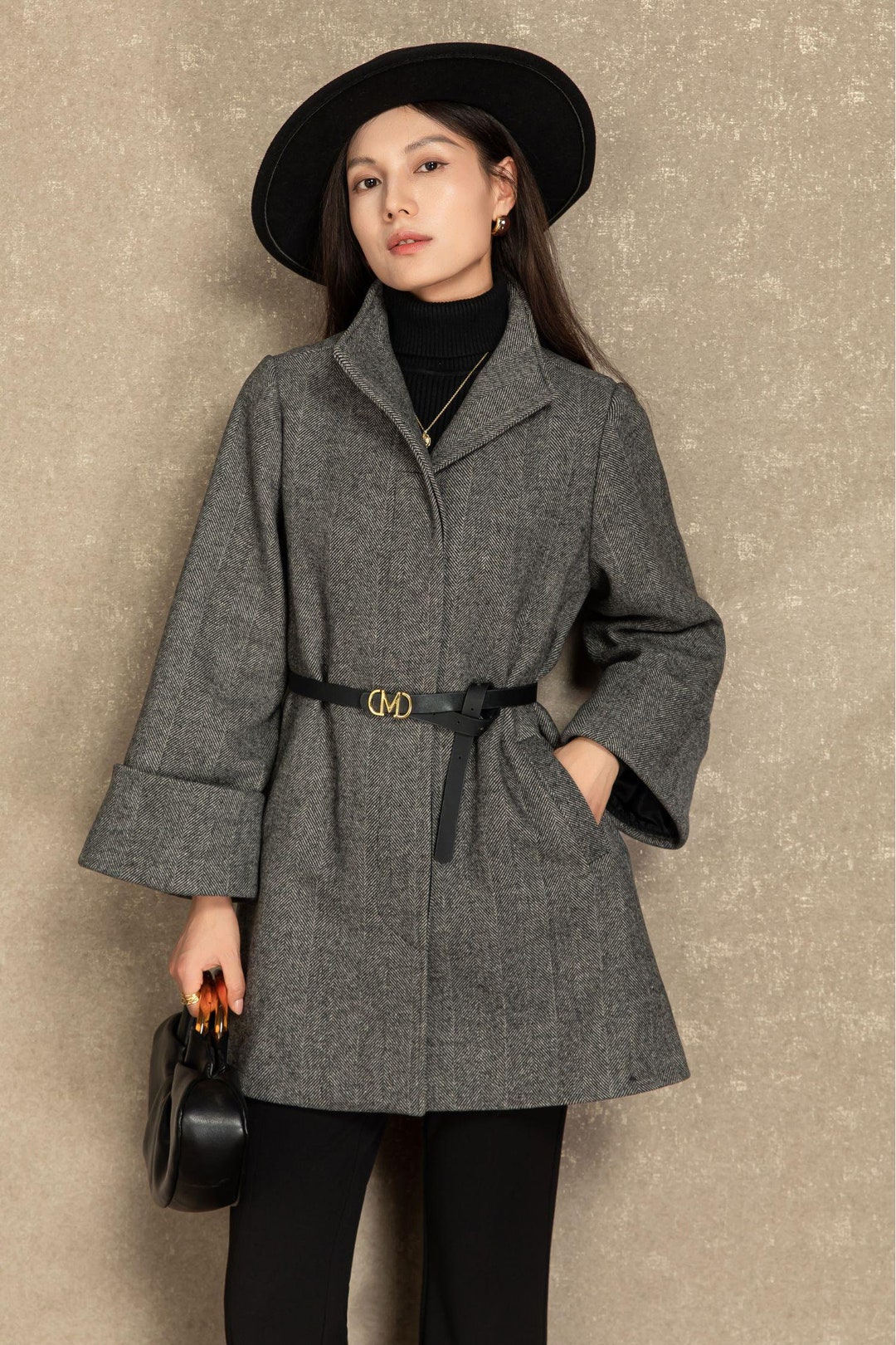 Wool Coat, Short Wool Coat, Wool Overcoat, Wool Womens Coat With ...
