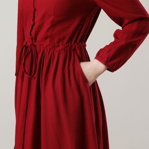 Red Linen Dress, Midi Linen Dress, Spring Dress, Linen Dress Women ...