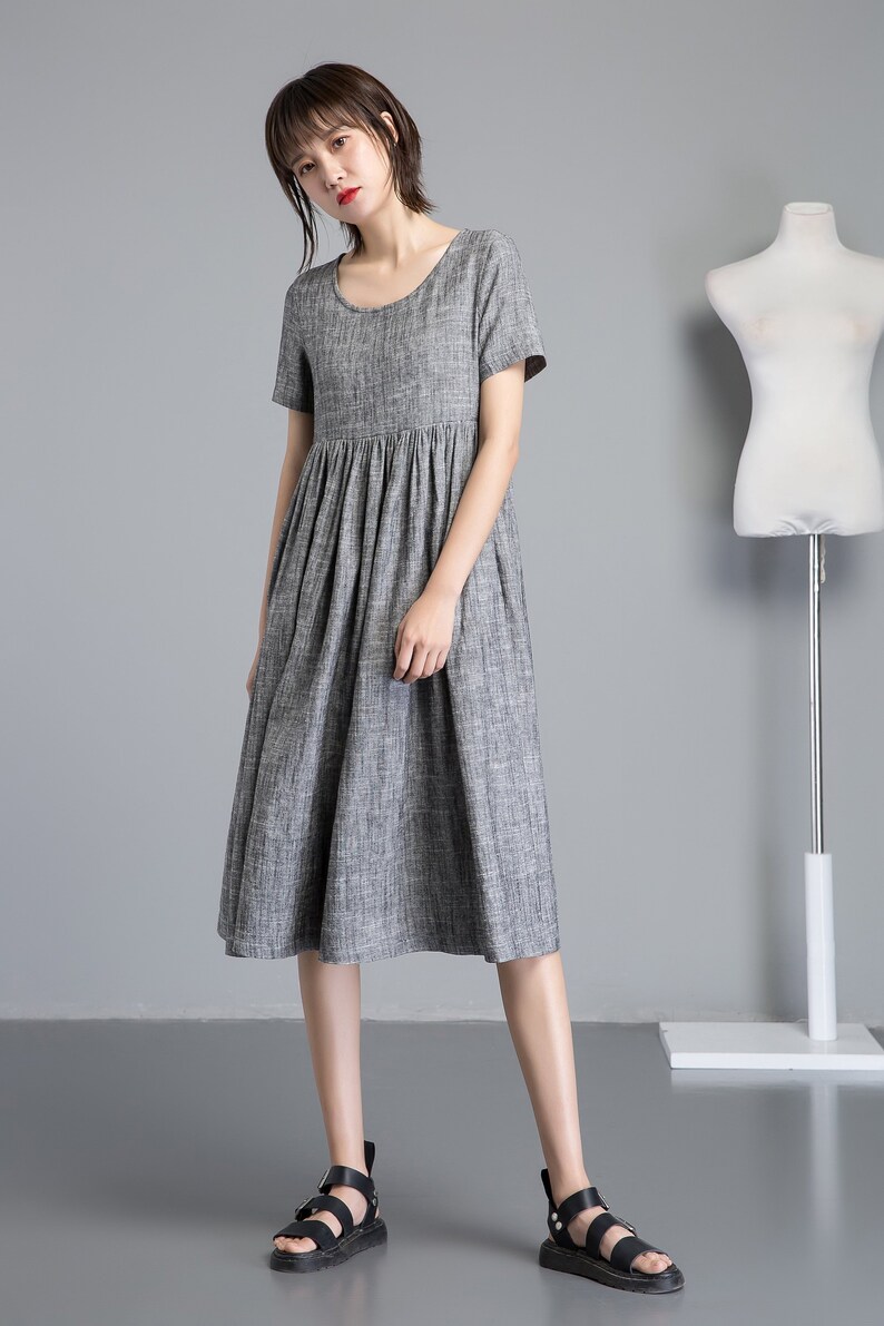Simple Linen Dress Linen Midi Dress Summer Linen Dress - Etsy