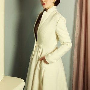 Wool Princess Coat, Long White Coat, Winter Wedding Coat, Victorian ...