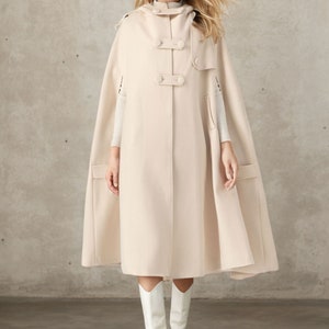 Wool Cape Coat, Hooded Wool Cape Coat, Winter Cape Coat, Womens Coat ...