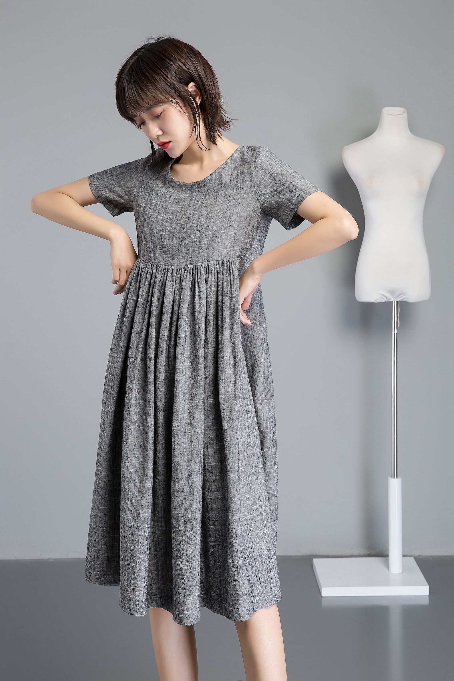 Simple Linen Dress Linen Midi Dress Summer Linen Dress - Etsy