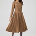 Midi Wool Dress, Belted Dress, Fit and Flare Dress, Autumn Dress Women ...