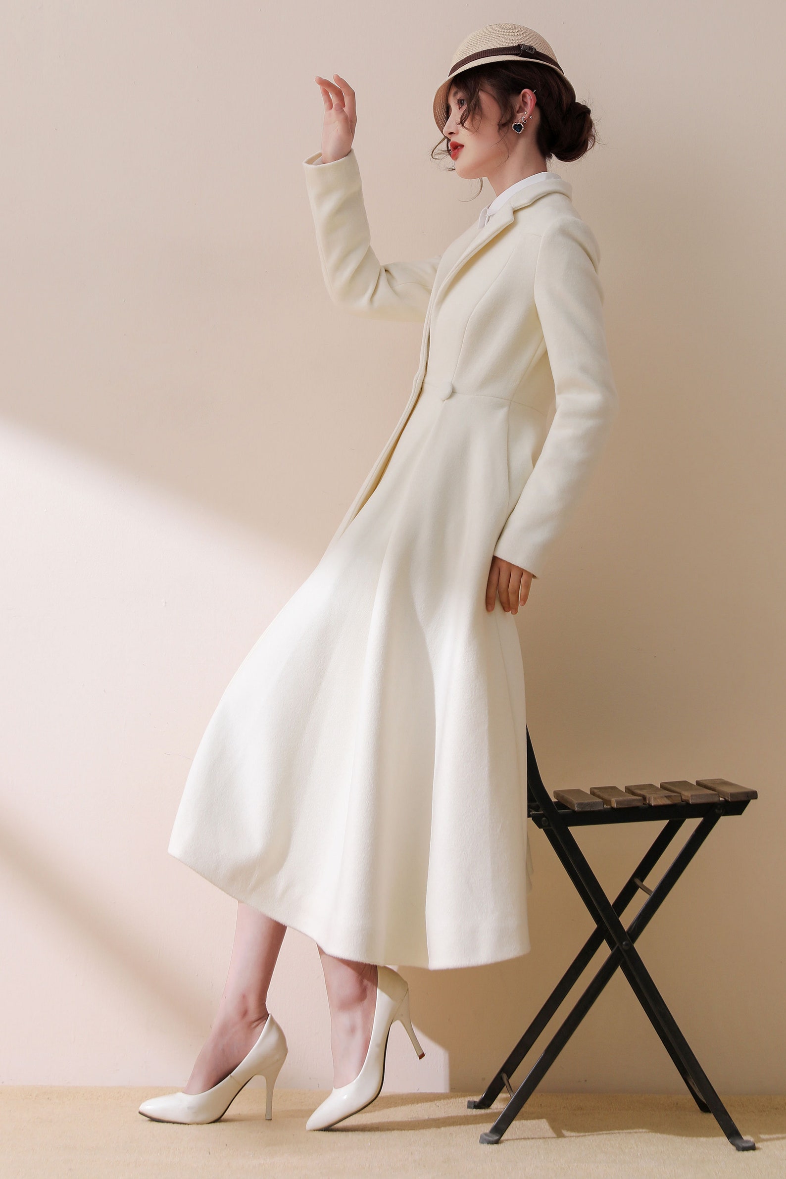 Long White Wool Princess Coat Winter Wedding Coat Victorian - Etsy