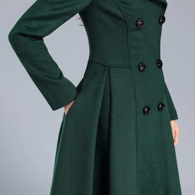 Wollmantel Grüner Langer Wollmantel Damen Prinzessin Mantel - Etsy