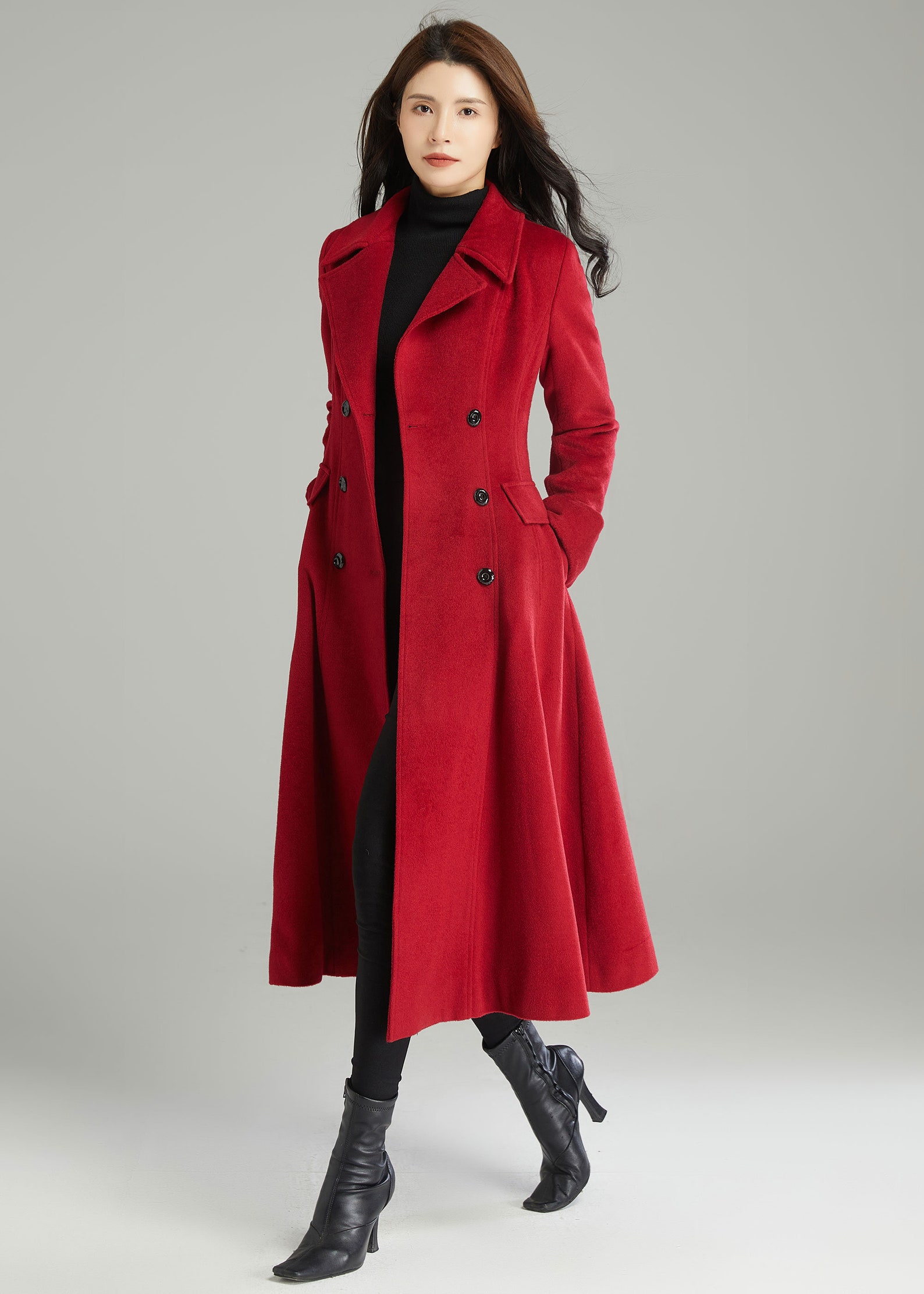 Red Wool Coat Long Wool Coat Womens Wool Coat Winter Wool - Etsy UK