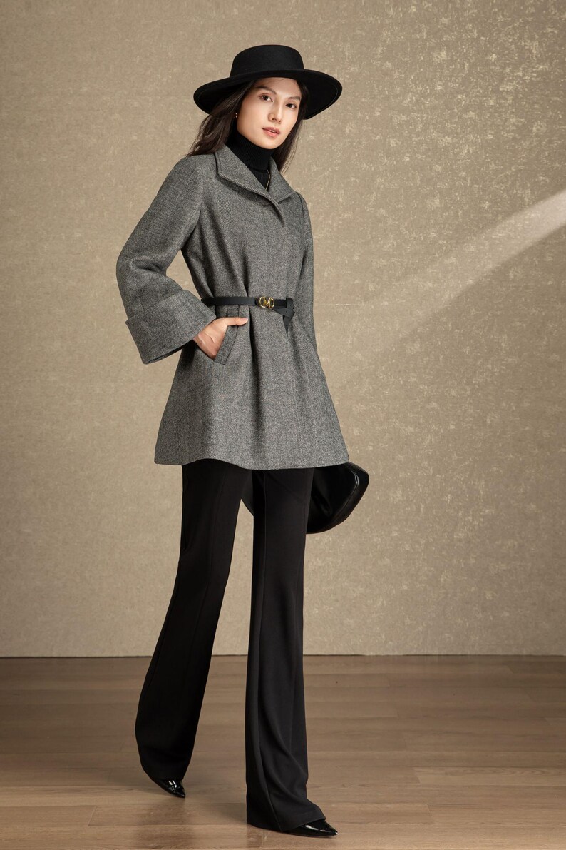 Wool Coat, Short Wool Coat, Wool Overcoat, Wool Womens Coat With ...