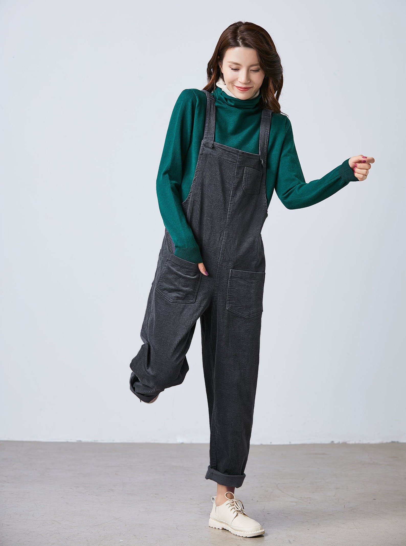 Gray Corduroy Overalls Overalls Women Oversized Wide Leg - Etsy Norway