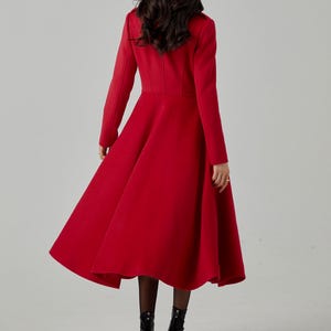 Red Wool Coat, Wool Princess Coat, Double Breasted Wool Coat, Swing ...