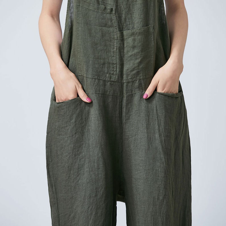 Linen Overalls Women, Linen Jumpsuits, Loose Fit Overalls, Harem Pants ...