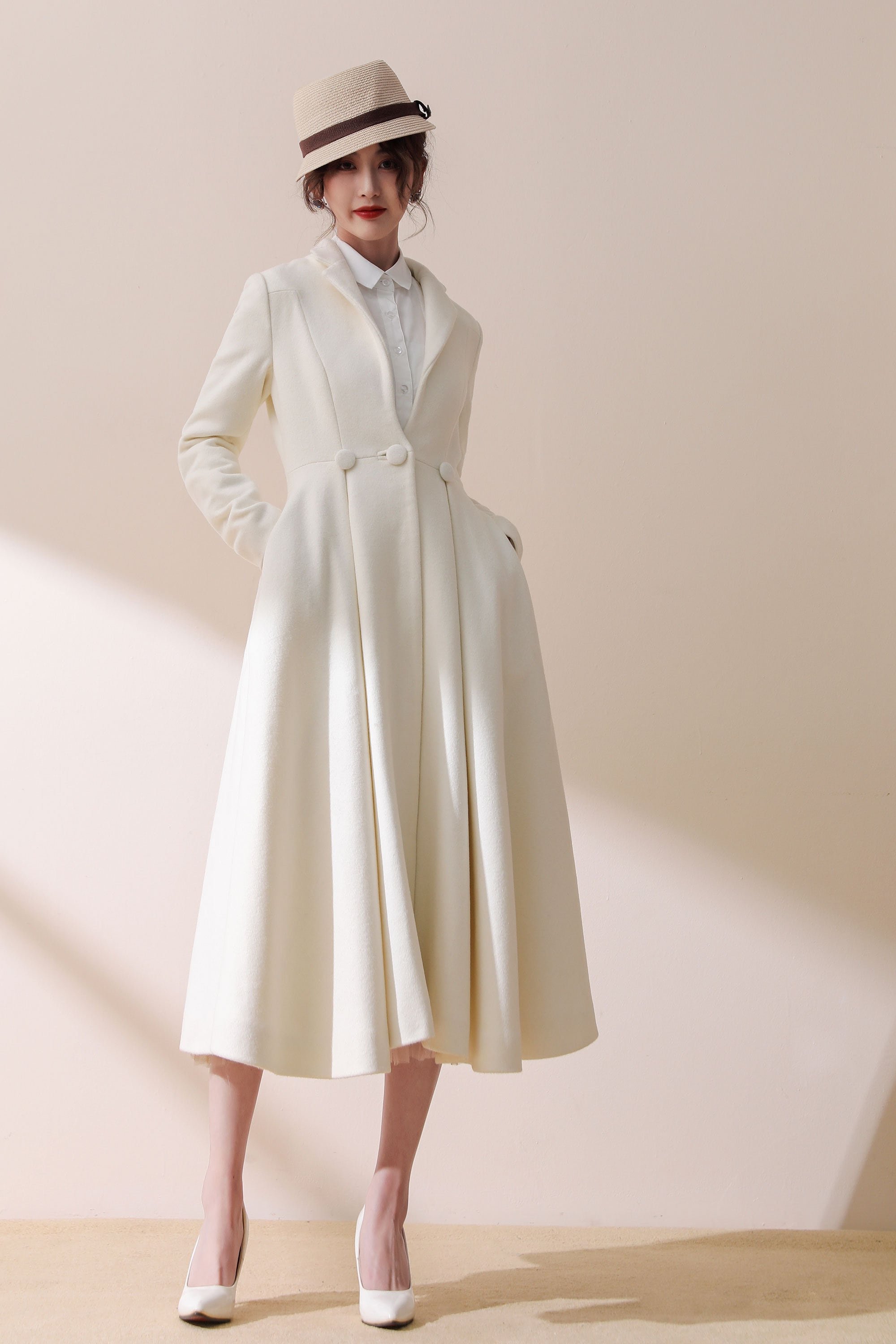 Long White Wool Princess Coat Winter Wedding Coat Victorian - Etsy Canada