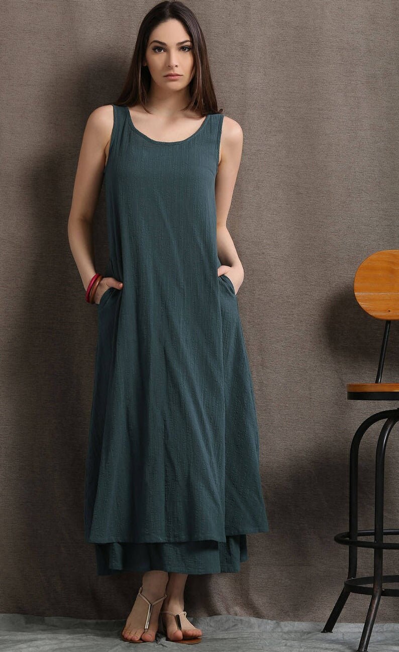 Gray Linen Dress Long Linen Dress Women Dress Summer Dress Etsy