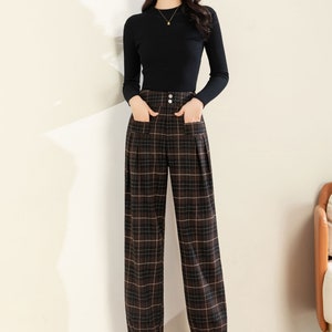 Harem Wool Pants, Wool Tapered Pants, Plaid Pants, Casual Wool Pants ...