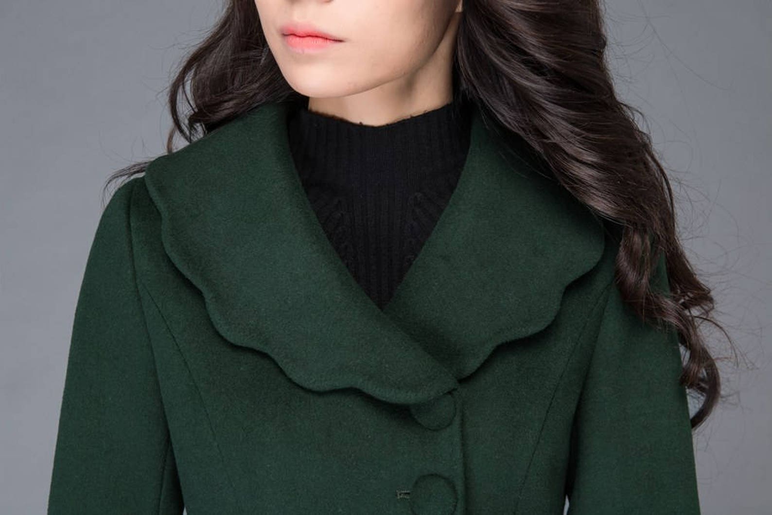 Wool Coat Long Wool Coat Women Green Wool Coat Winter Coat - Etsy