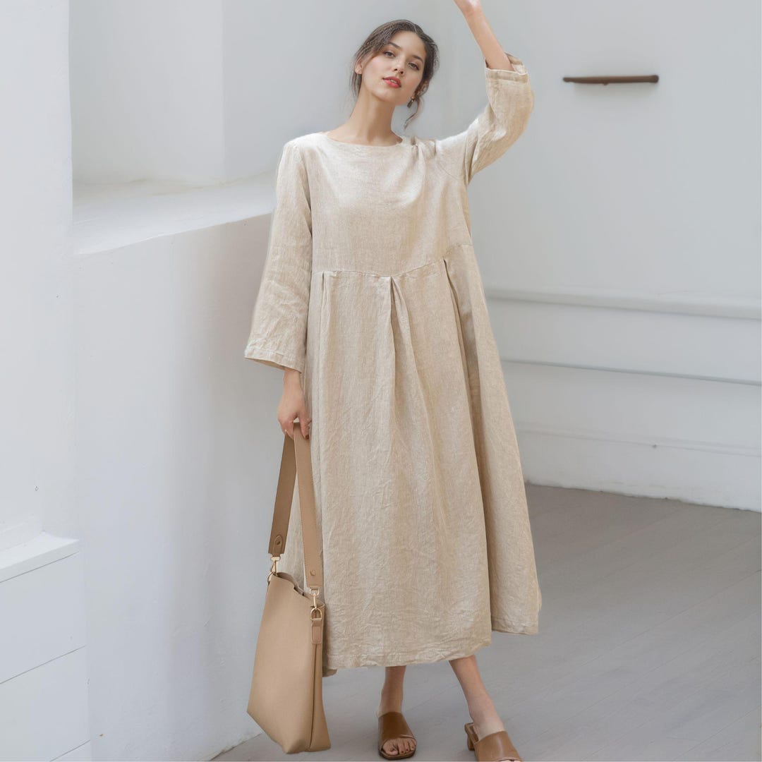 Womens Long Linen Dress, Loose Fitting Linen Dress, Spring Dress ...