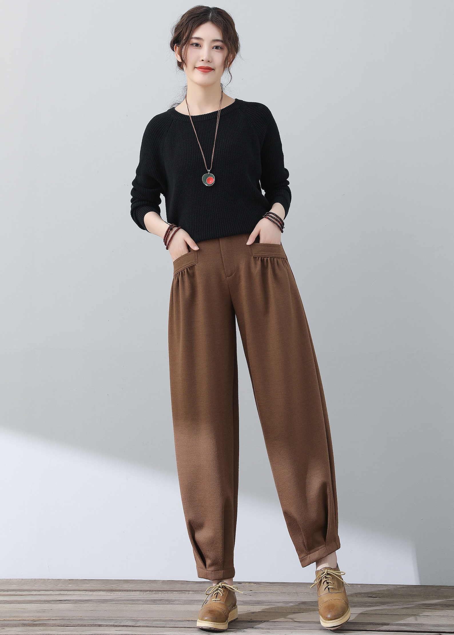 Wool Pants Long Wool Pants Brown Wool Pants Autumn Winter - Etsy