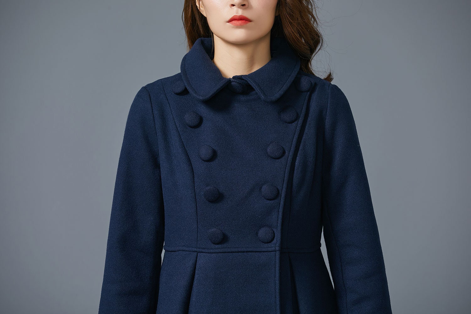 Double breasted Wool coat blue wool coat warm coat winter | Etsy