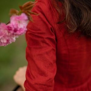 Linen Dress, Long Linen Dress, Red Everyday Comfortable Fit & Flare ...