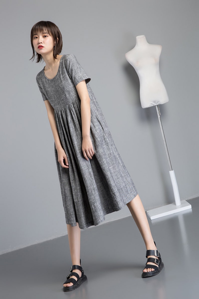 Simple Linen Dress, Linen Midi Dress, Summer Linen Dress, Everyday ...