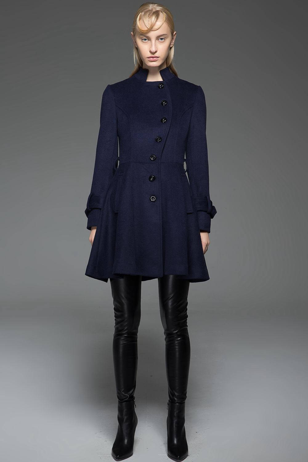 Blue Wool Coat Winter Coat Wool Coat Womens Coat Midi Etsy